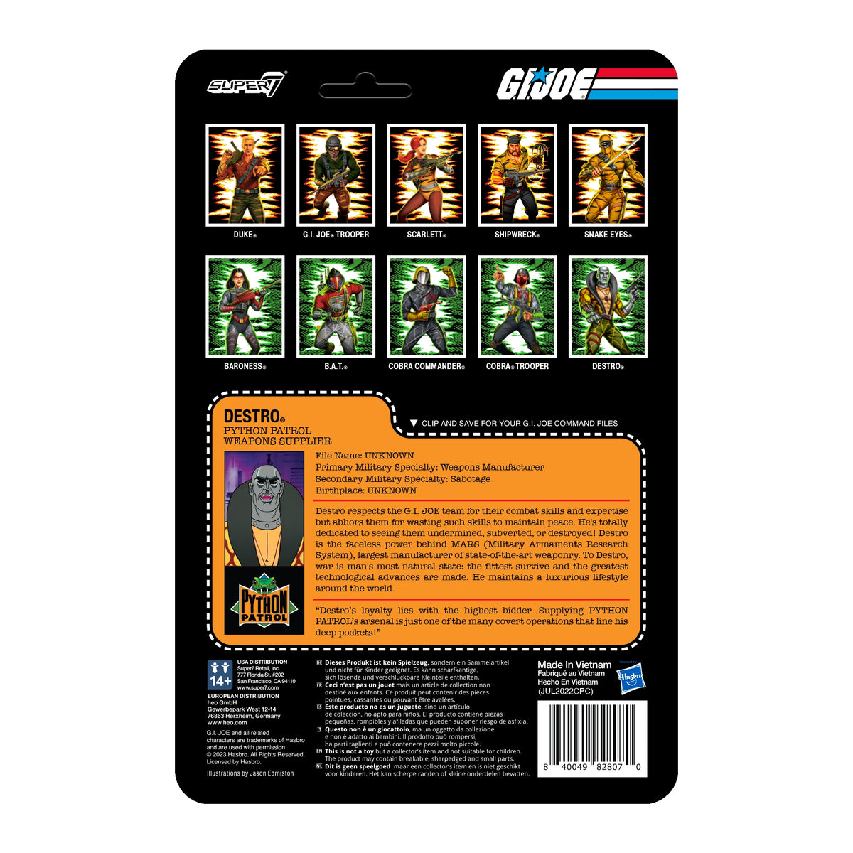 G.I. Joe ReAction Figures Wave 6 - Python Patrol Destro – Super7