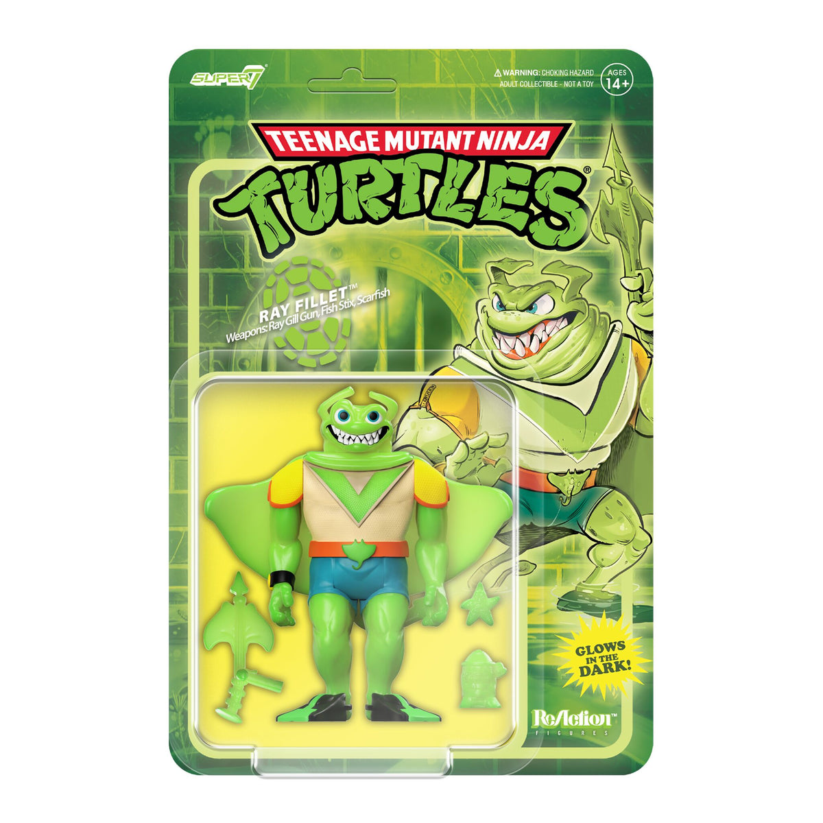 Teenage Mutant Ninja Turtles ReAction Figures - Ray Fillet Bioluminesc ...