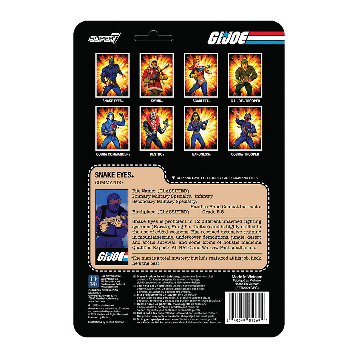 G.I. Joe ReAction Figures Wave 1 - Snake Eyes (RAH) – Super7